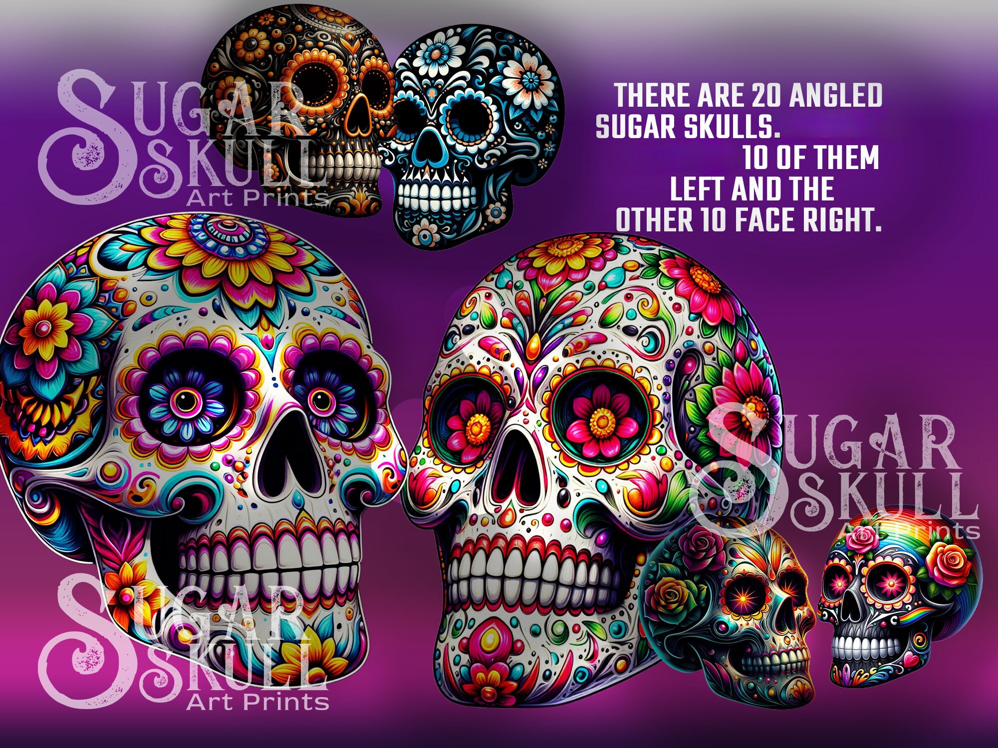 100+ Sugar Skull Clip Art Bundle, Colorful Dia De Los Muertos Graphics ...
