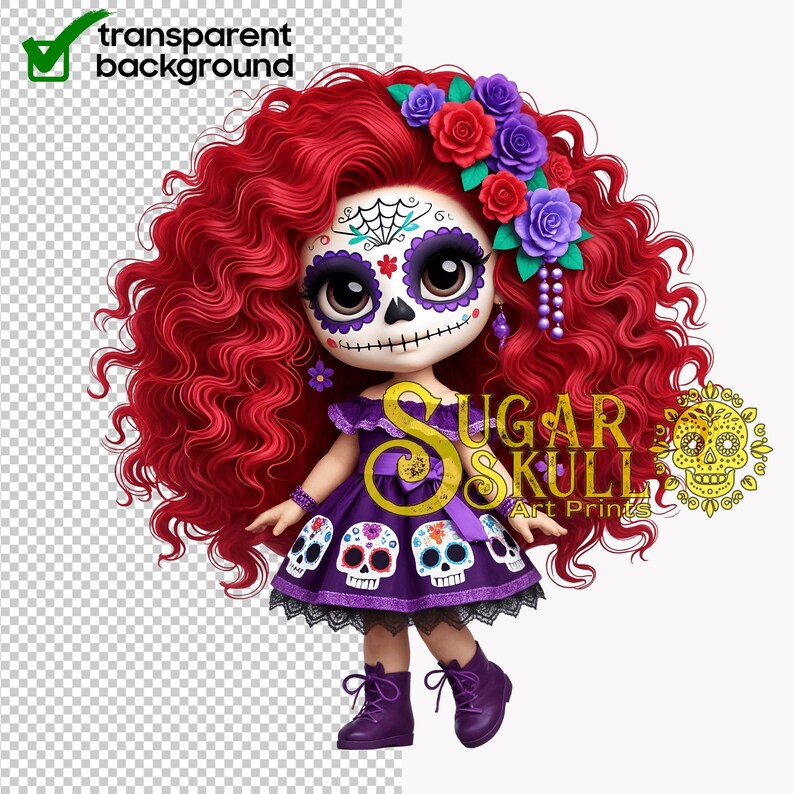 Colorful Sugar Skull Doll PNG Clipart – Digital Download - Etsy