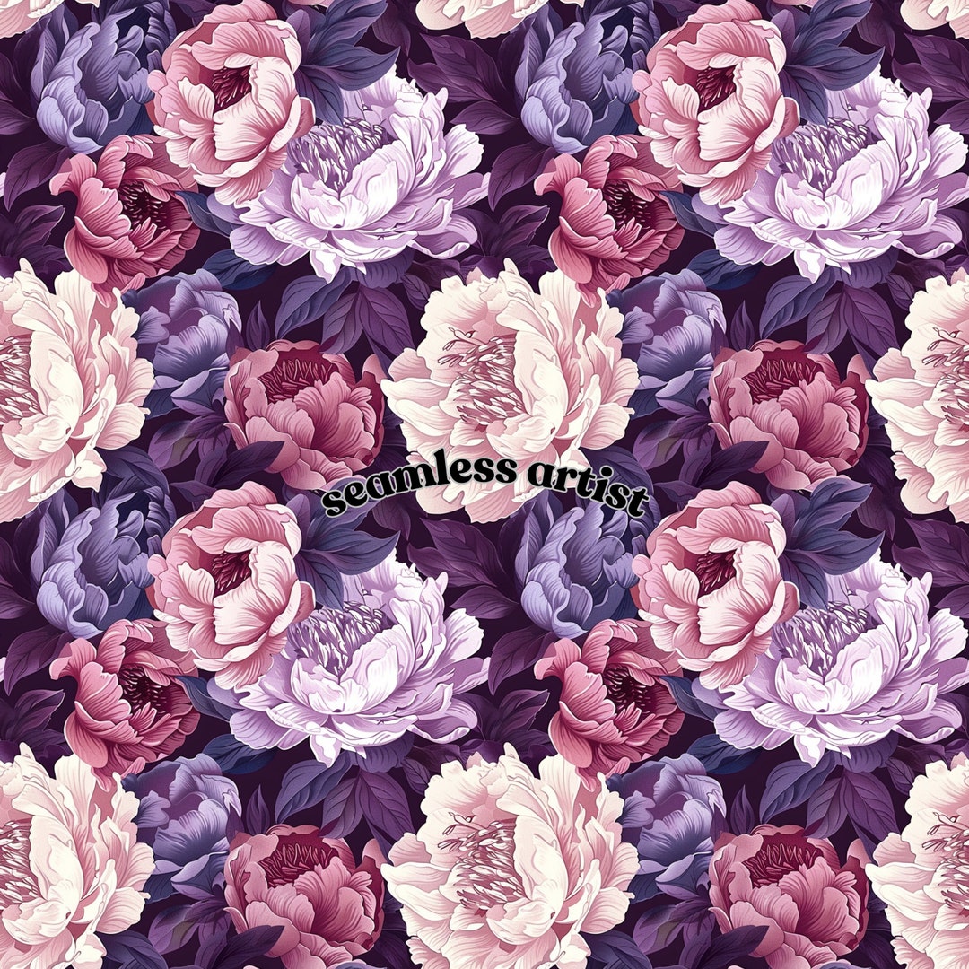 Peony Vintage Floral Pretty Seamless Pattern Digital Download Unlimited ...