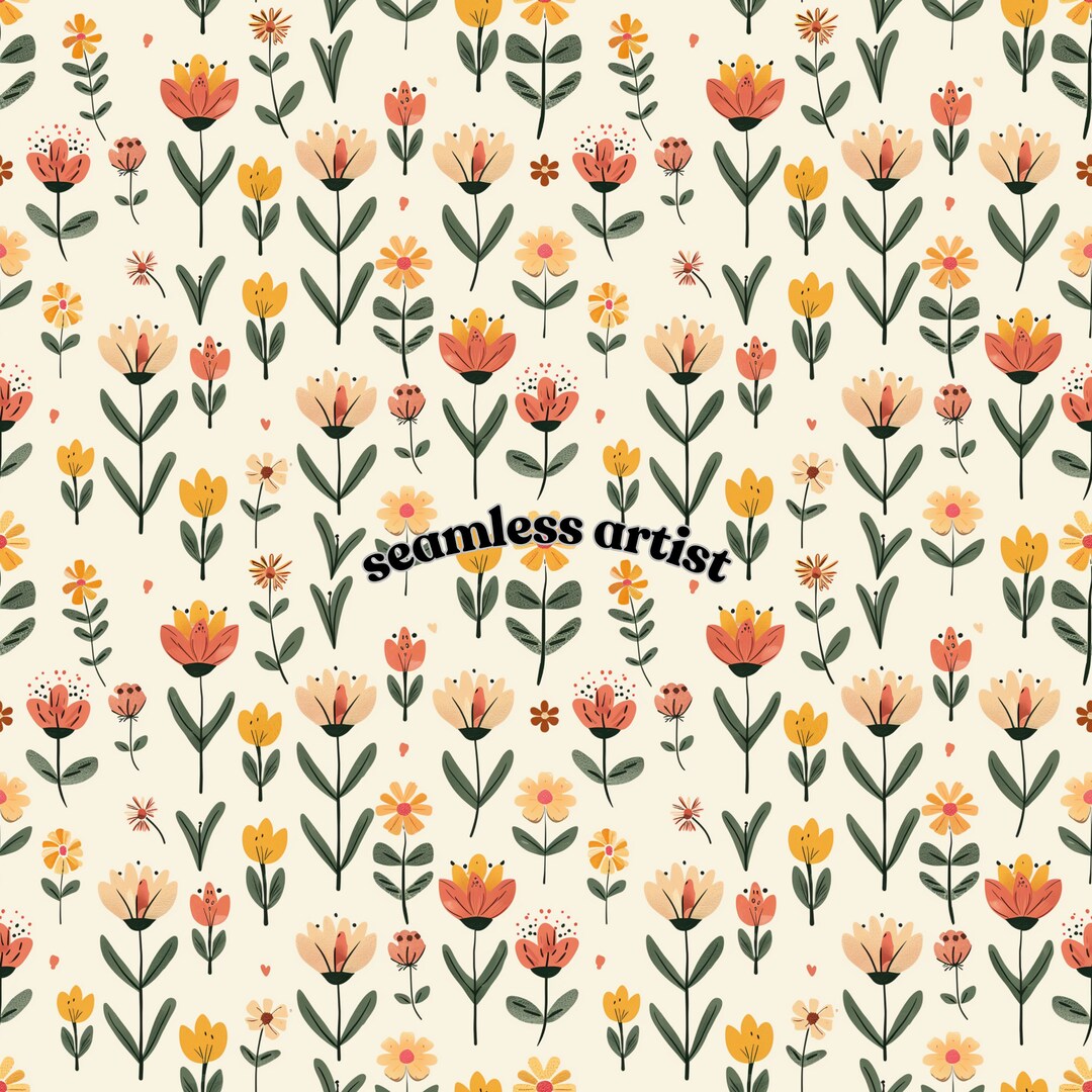 Cute Swedish Floral Seamless Pattern Digital Download Unlimited ...
