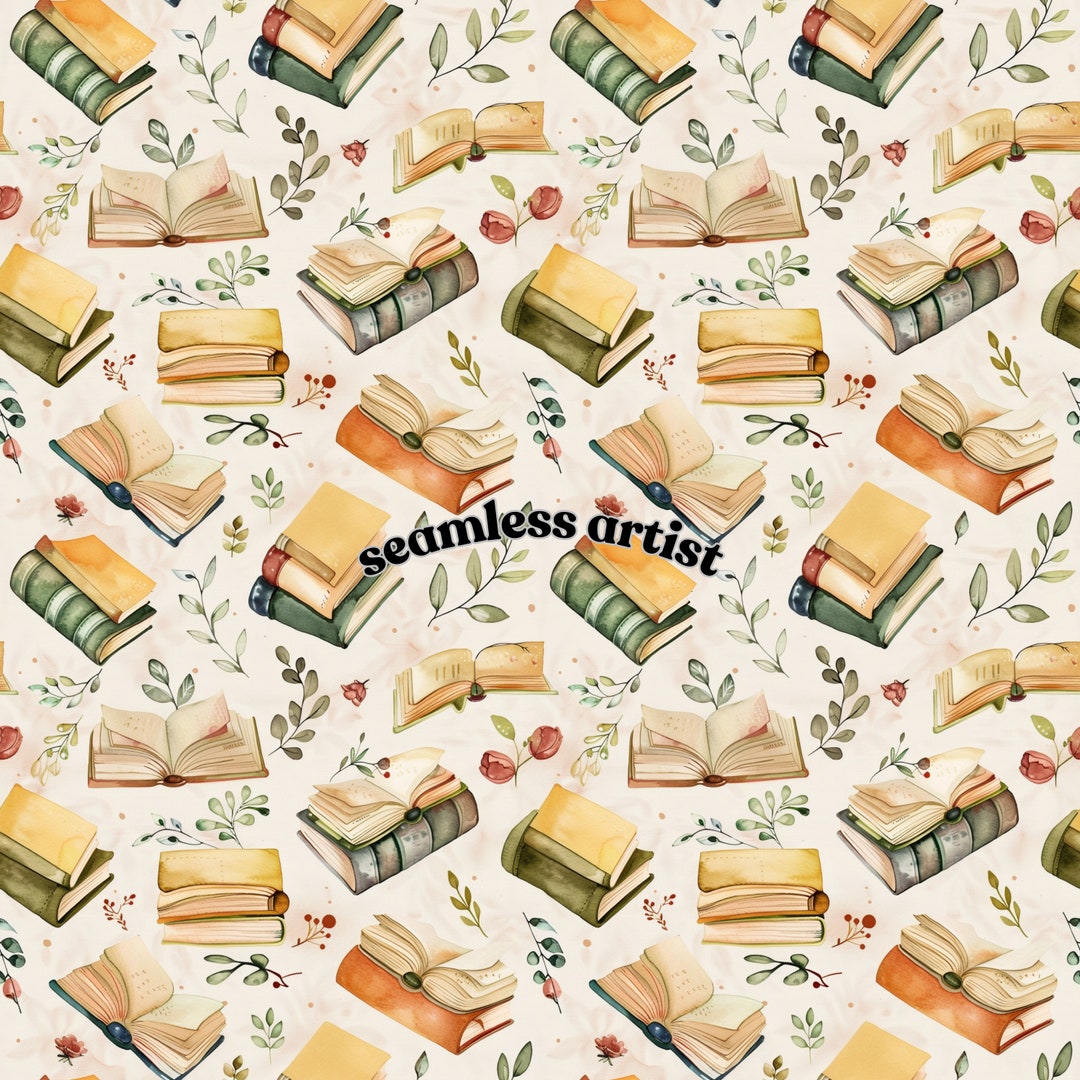 Books Bookworm Reading Seamless Pattern Digital Download Unlimited ...