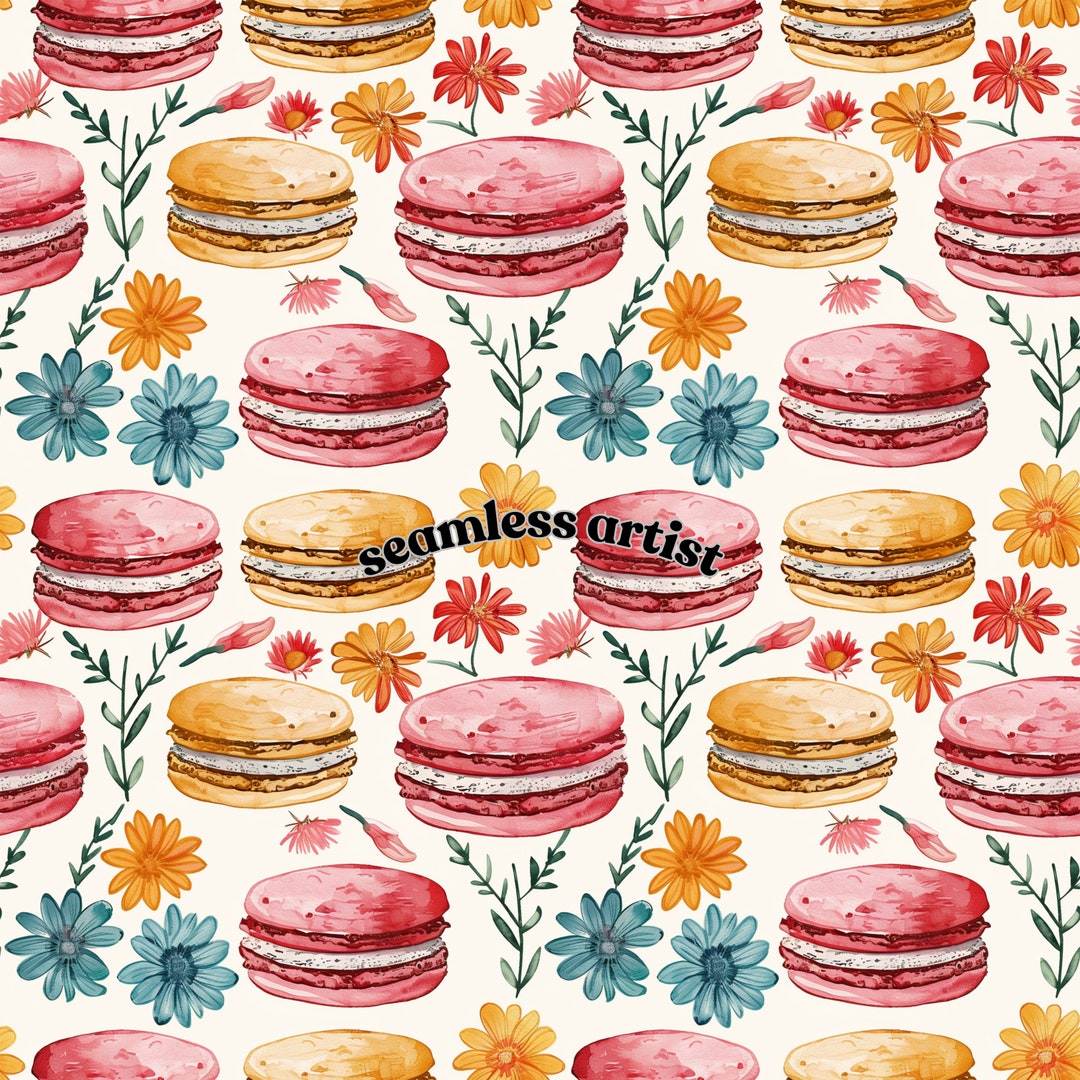Macaroon Cookie Food Seamless Pattern Digital Download Unlimited ...