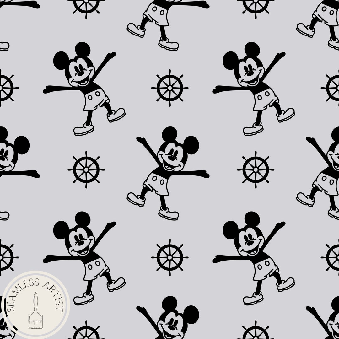 Vintage Steamboat Willie Seamless Pattern Unlimited Commercial Use ...