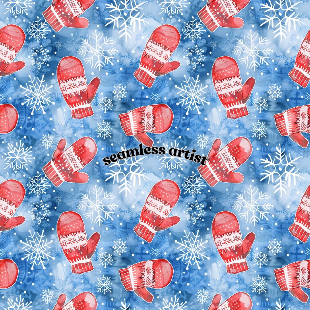 Mittens Winter Cute Seamless Pattern Digital Download Unlimited ...