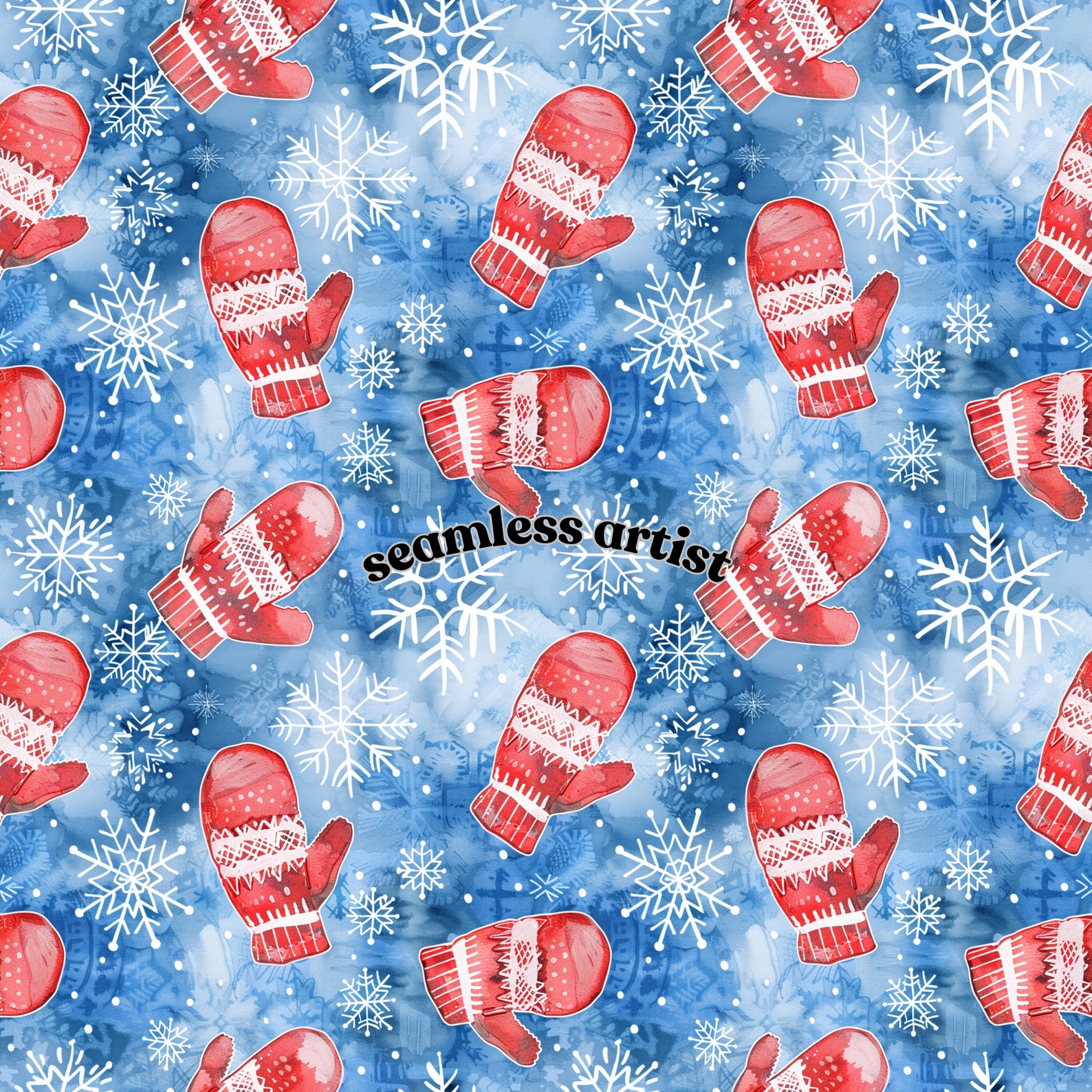 Mittens Winter Cute Seamless Pattern Digital Download Unlimited ...