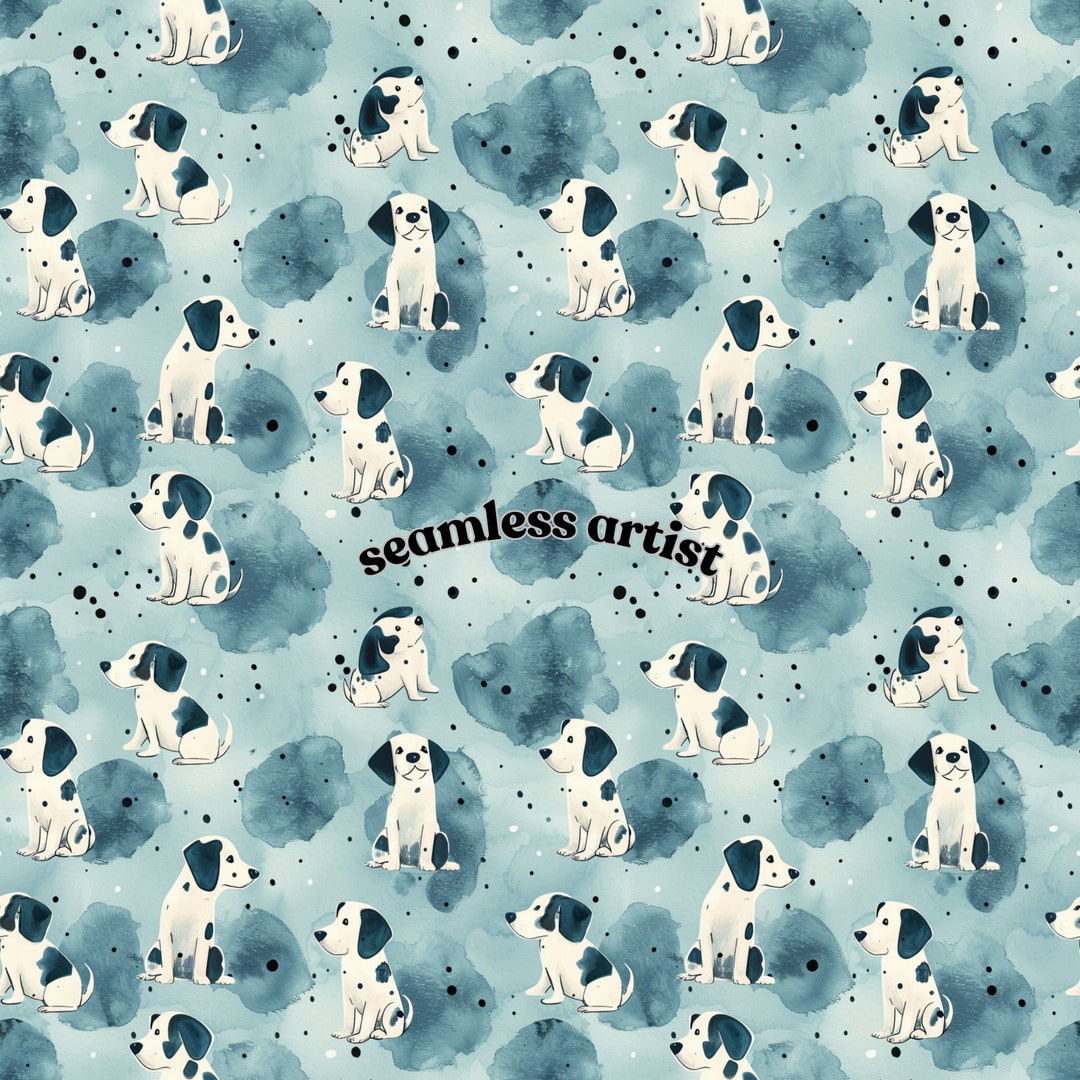 Dalmatians Cute Dog Seamless Pattern Digital Download Commercial Use ...
