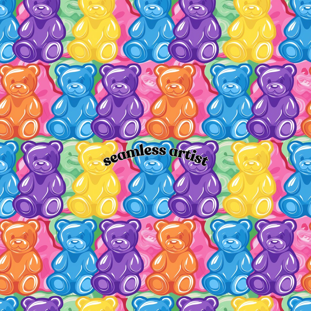 Gummy Bears Candy Cute Seamless Pattern Digital Download Unlimited ...