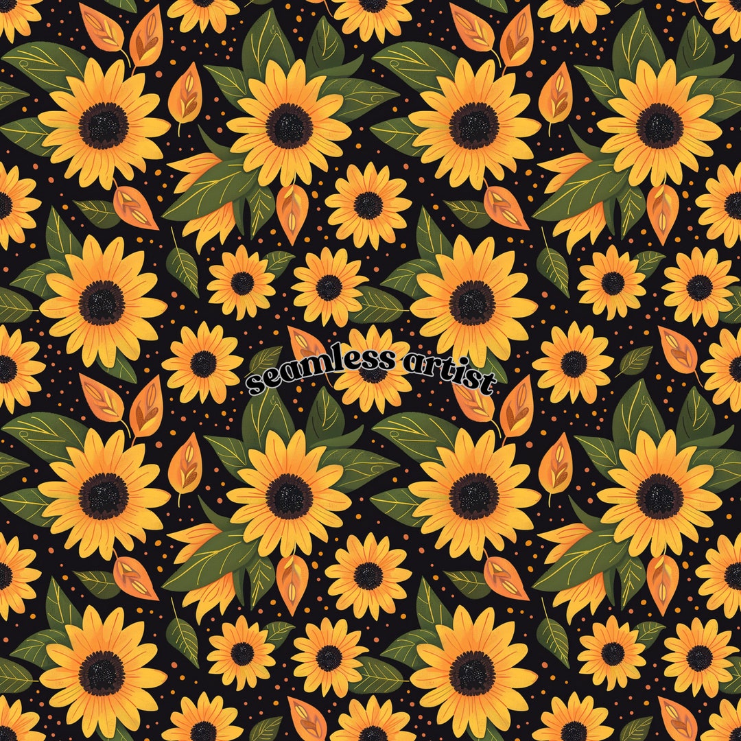 Sunflower Floral Pretty Seamless Pattern | Digital Download | Unlimited ...