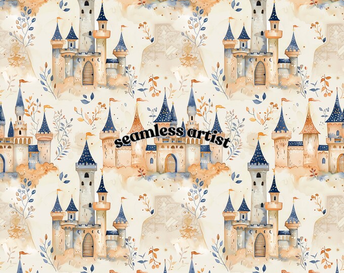 Castle Princess Cute Pretty Seamless Pattern | Digital Download ...
