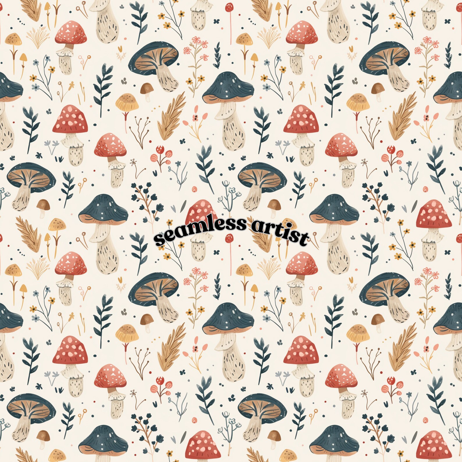 Cottagecore Mushroom Seamless Pattern Digital Download Unlimited ...