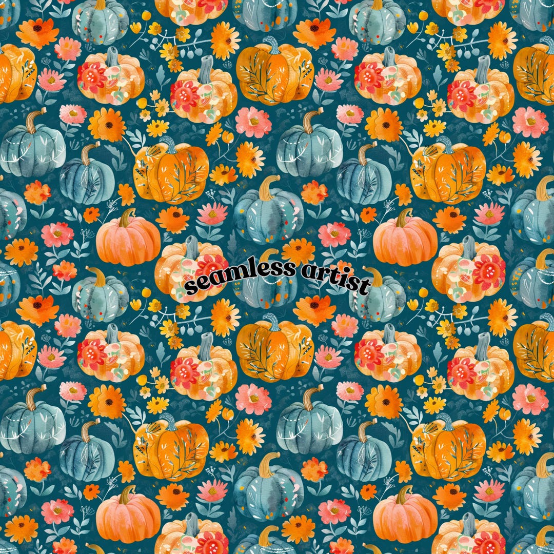 Boho Fall Autumn Pumpkin Autumn Seamless Pattern Digital Download ...