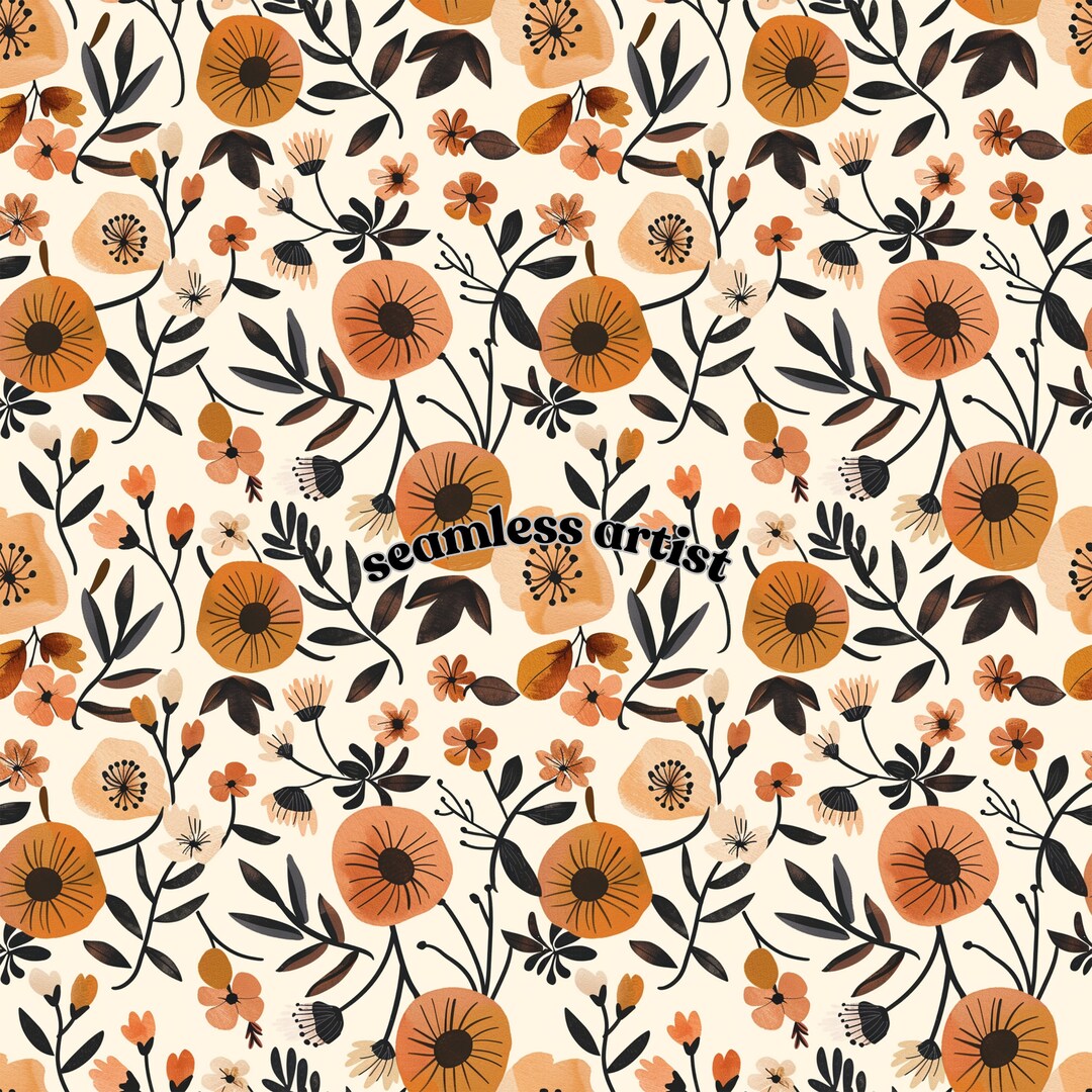 Fall Floral Autumn Seamless Pattern Digital Download Unlimited ...