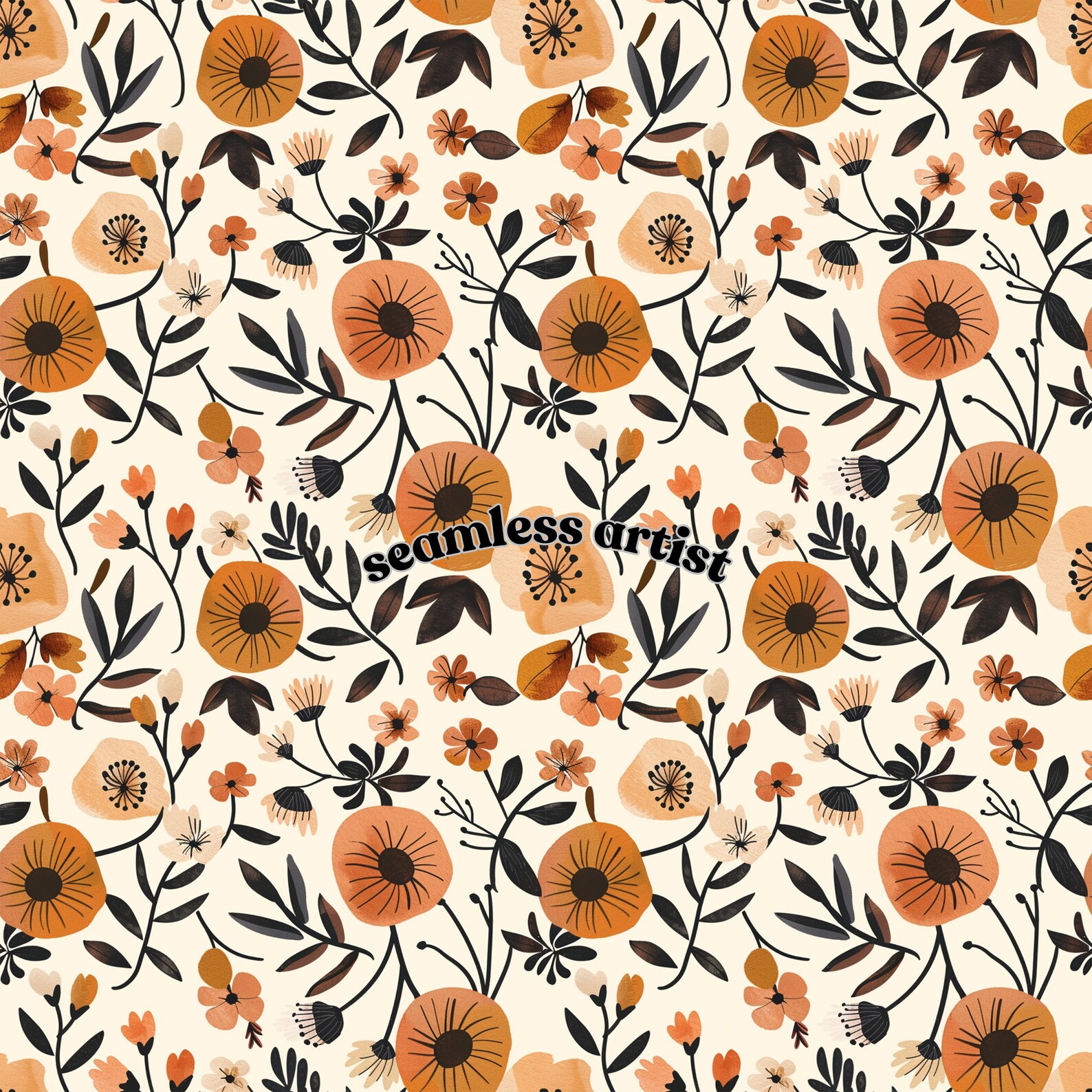 Fall Floral Autumn Seamless Pattern Digital Download Unlimited ...