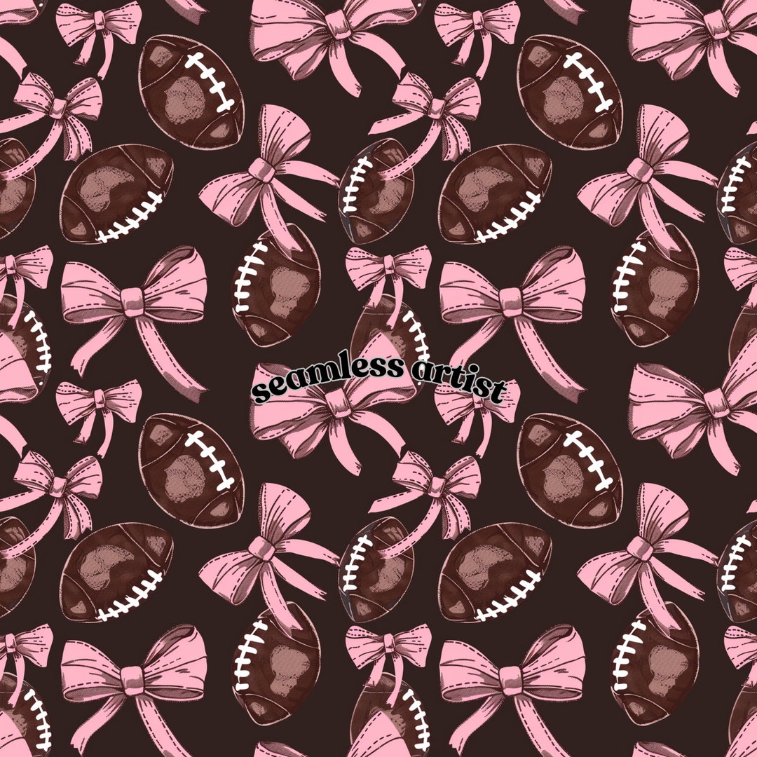 Bow Pink Football Autumn Seamless Pattern Digital Download Unlimited ...