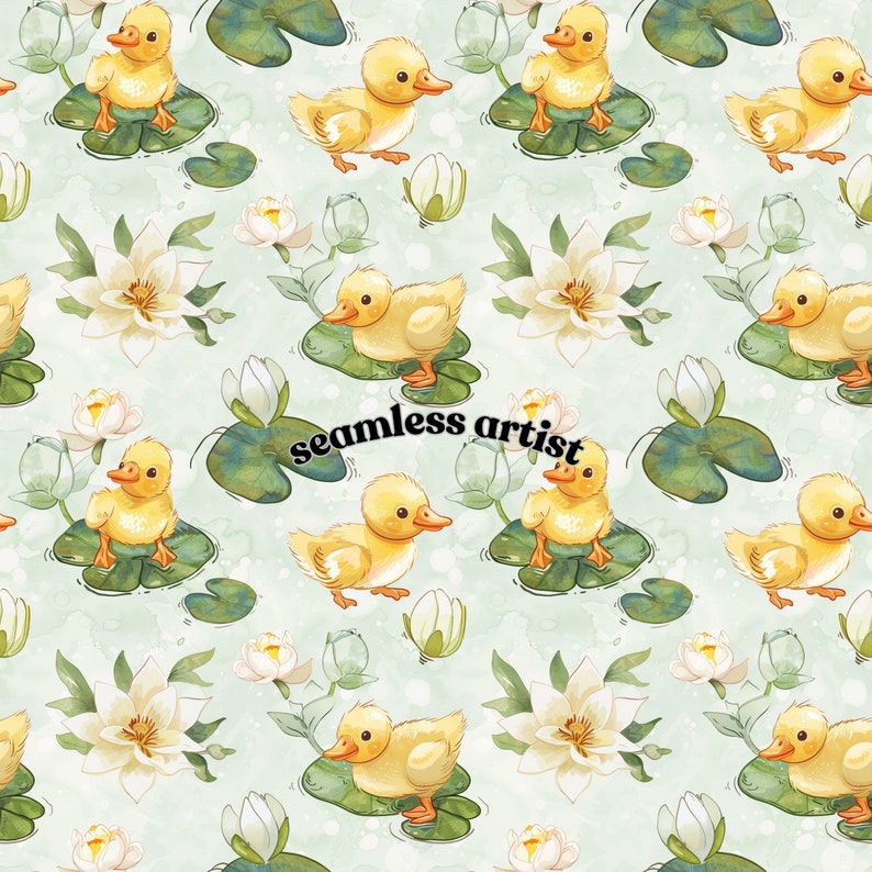 Baby Ducks Cute Seamless Pattern Digital Download Unlimited Commercial ...