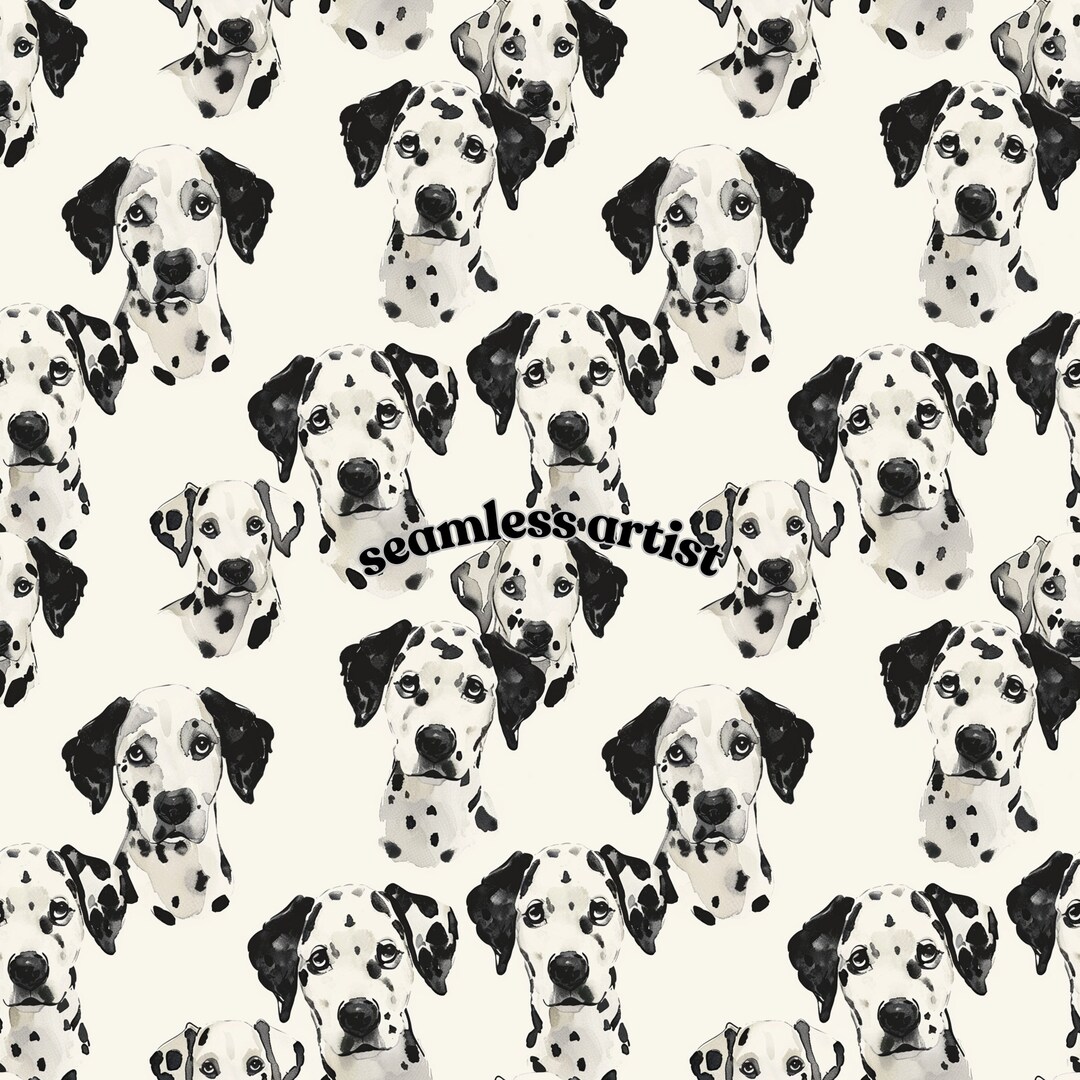 Dalmatians Cute Dog Seamless Pattern Digital Download Commercial Use Baby Clothing Watercolor ...