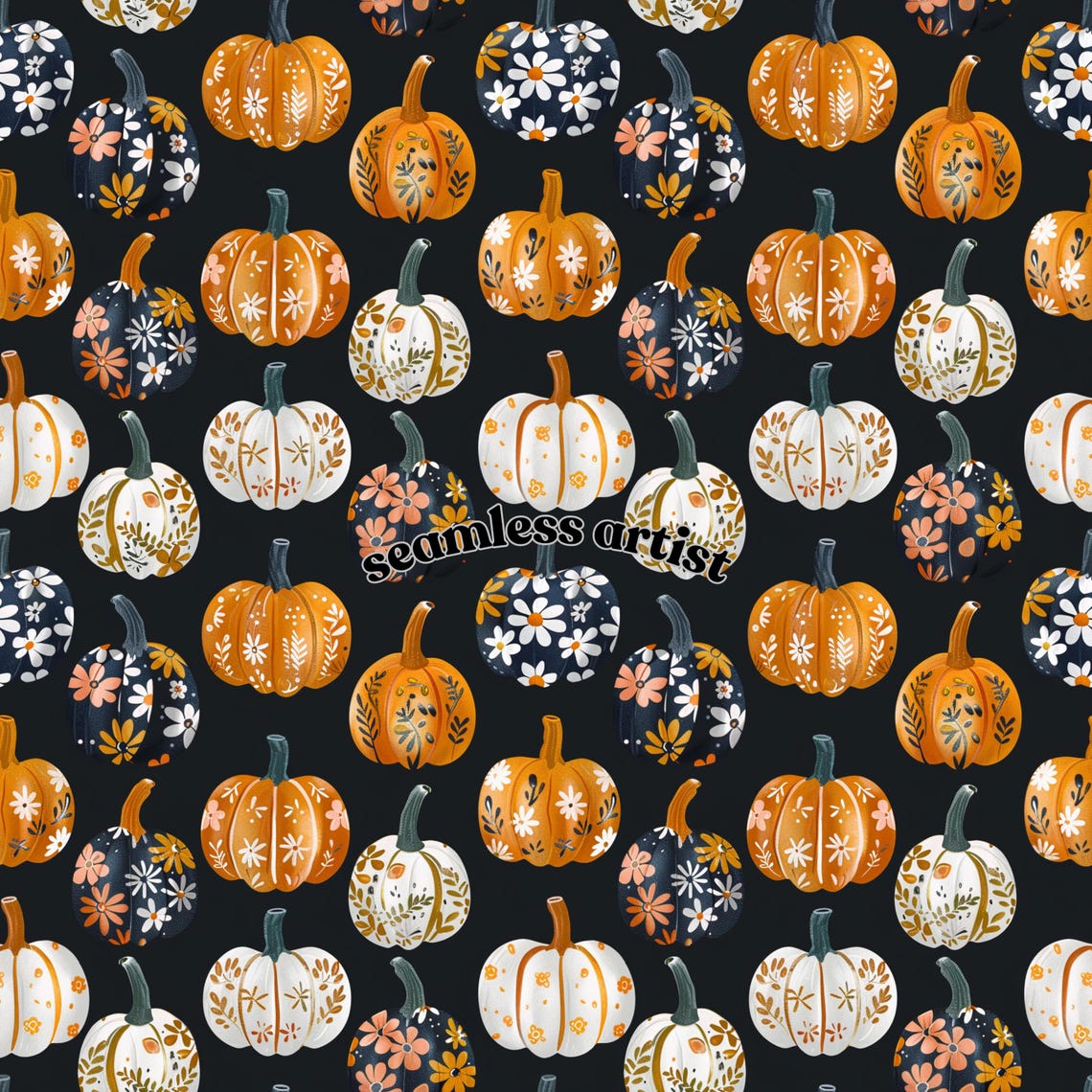 Boho Fall Autumn Pumpkin Autumn Seamless Pattern Digital Download ...