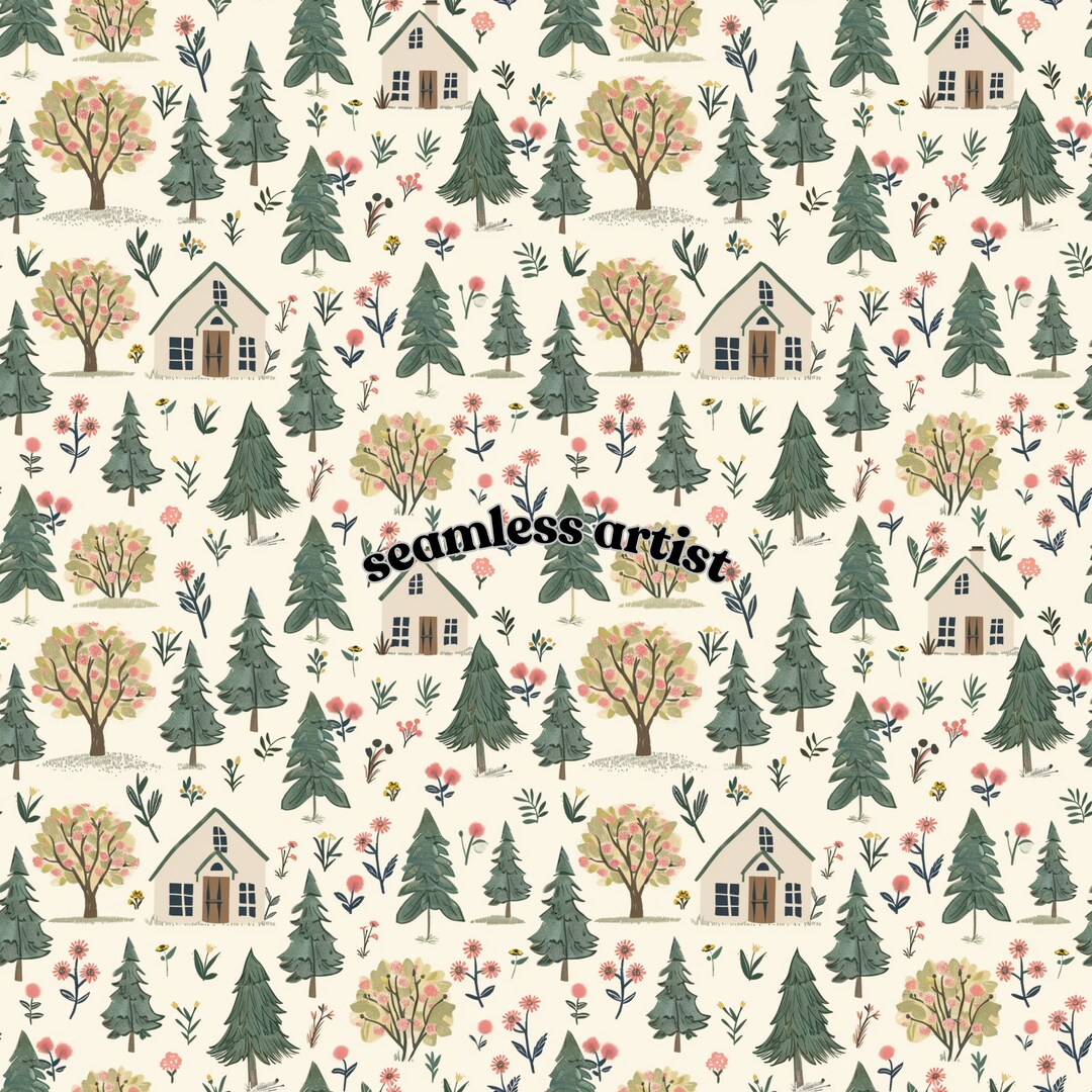 Cottagecore Homestead Seamless Pattern Digital Download Unlimited ...