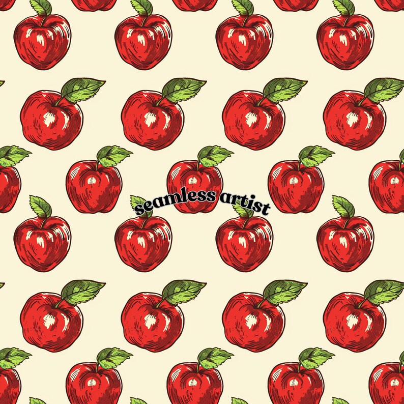 Apples Fruits Cute Seamless Pattern Boho Digital Download Unlimited ...