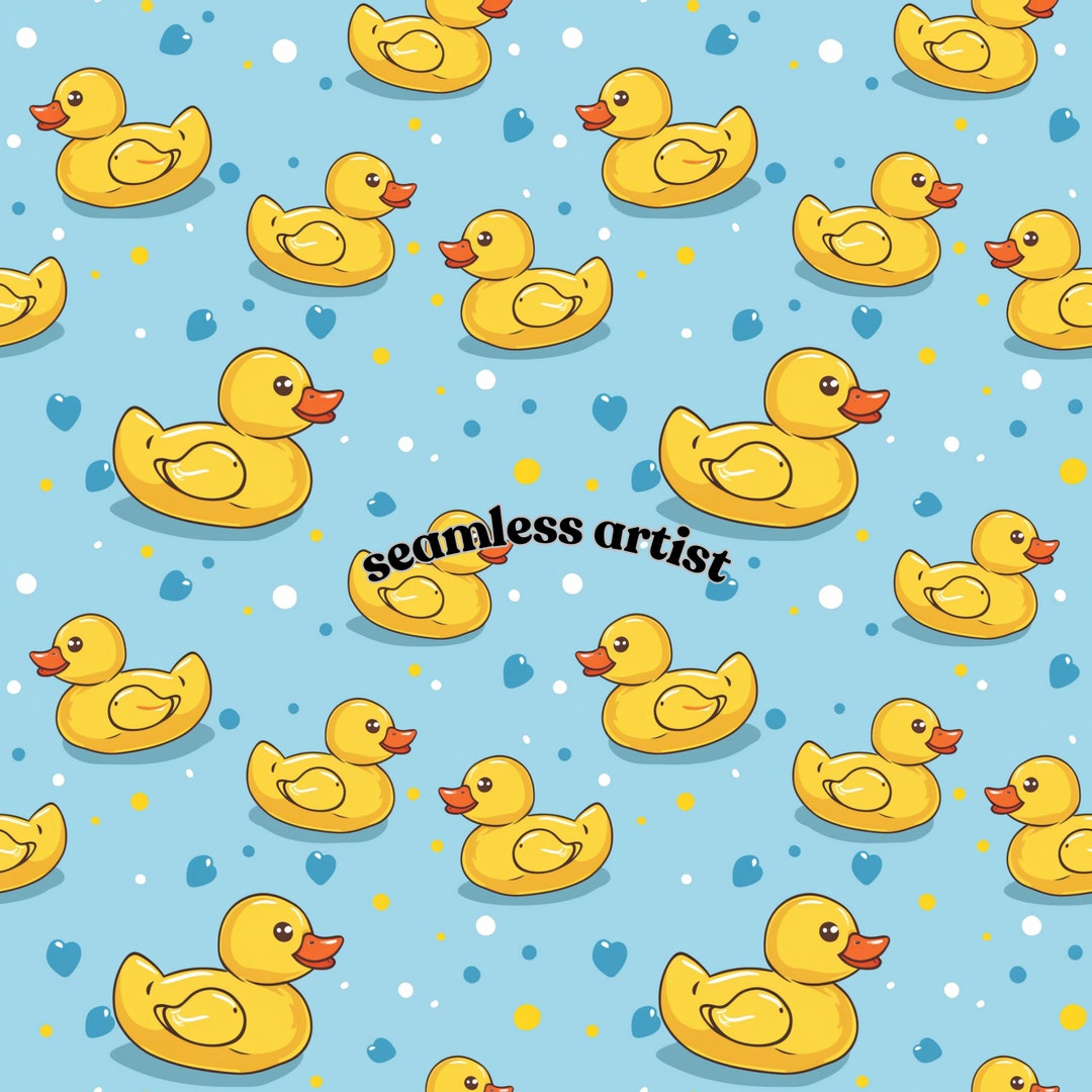 Rubber Duck Cute Seamless Pattern Digital Download Unlimited Commercial ...