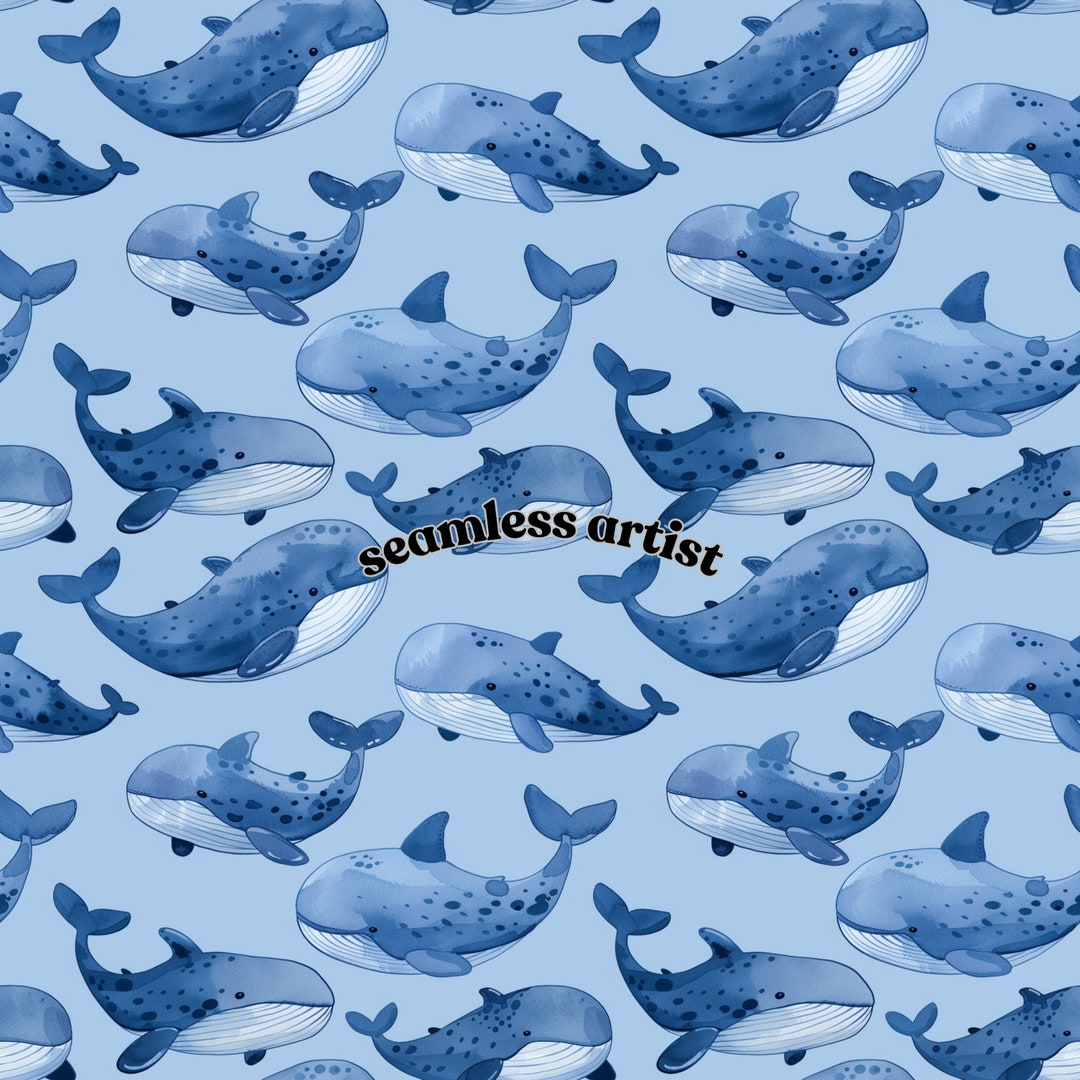 Whale Cute Sea Ocean Seamless Pattern Digital Download Unlimited ...