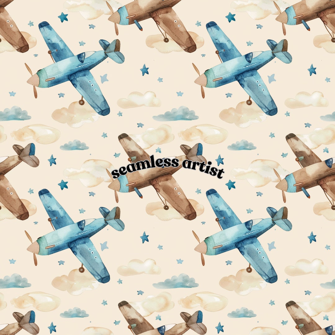 Airplane Jet Plane Sky Seamless Pattern Digital Download Unlimited ...