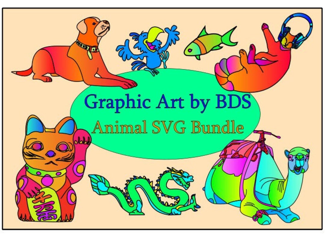 Animal SVG File Bundle Including Birds, Dragons, Dogs, Cats, Monkeys ...