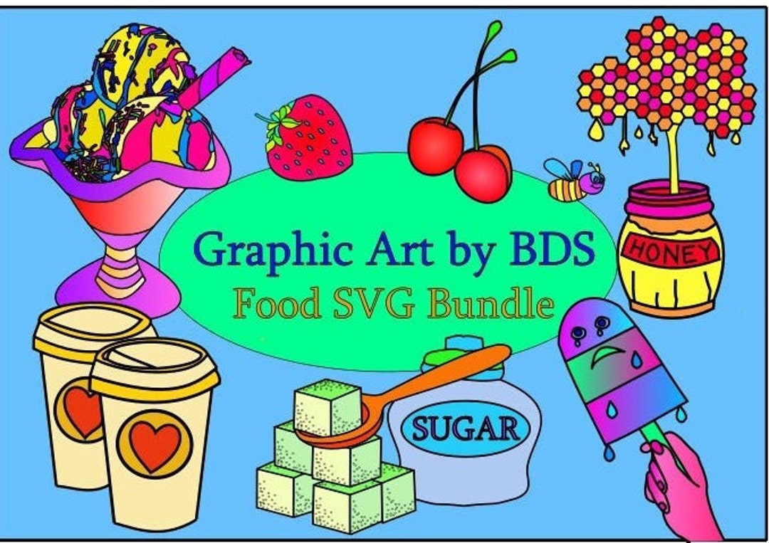 Food SVG Bundle of 24 Items Including Sundae, Grapes, Carrot Cake ...