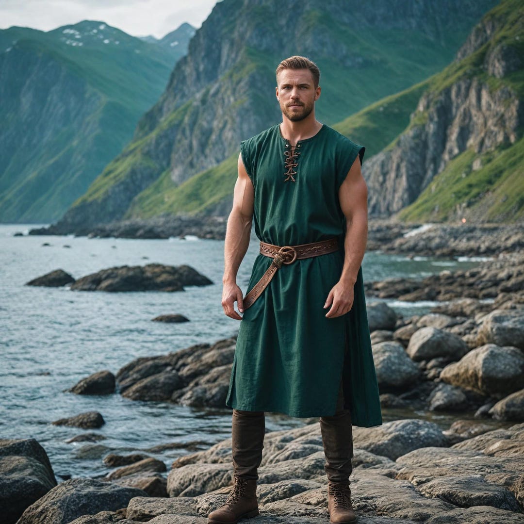 Medieval Green Tunic for Men | Viking Style Outfit | LARP Knight ...
