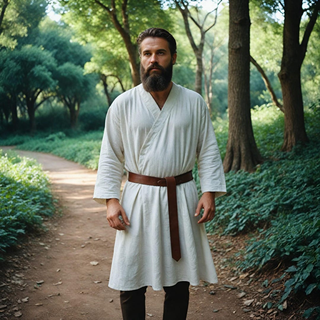 Authentic White Viking Tunic for Men | LARP Renaissance Explorer Robe ...