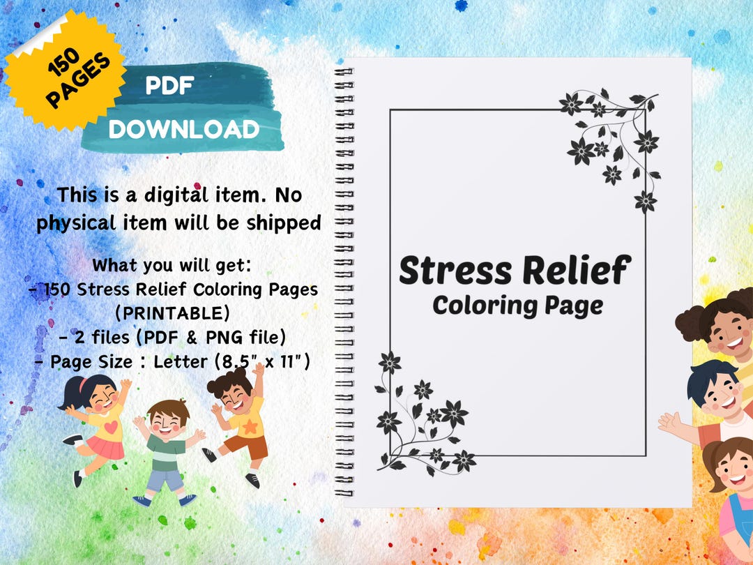 Stress Relief Coloring Pages | Relaxing and Creative Fun for Kids | Instant PDF Download, PLR ...
