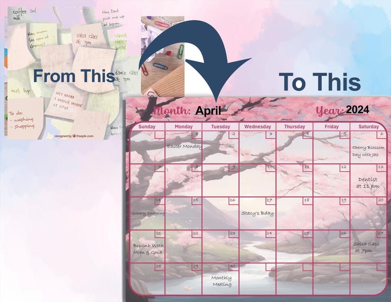 Blank Monthly Calendars - Spring Edition - Landscape Mode - Sunday ...
