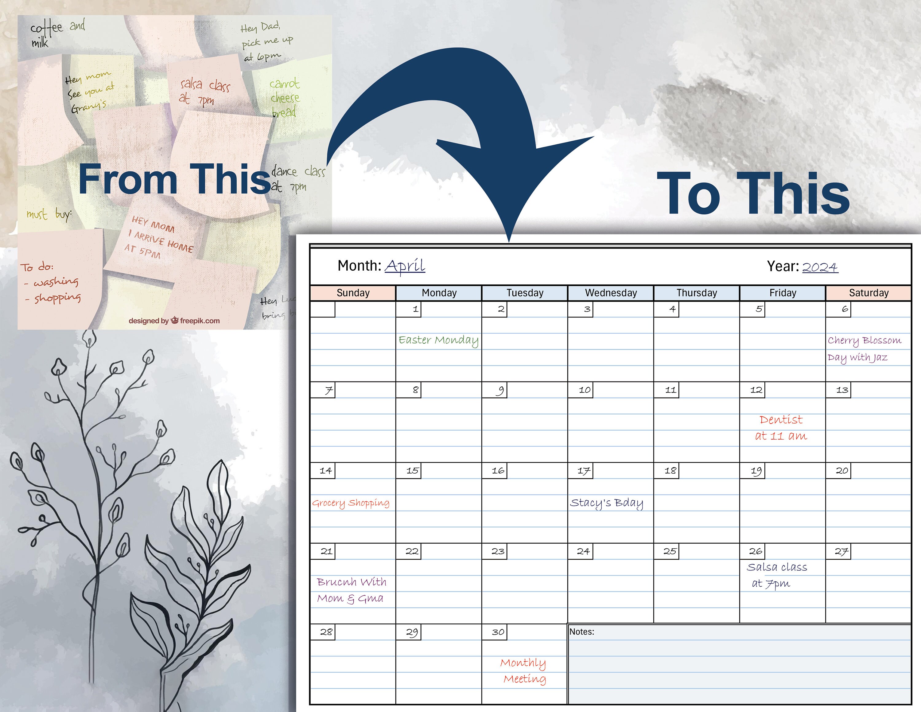 Blank Monthly Calendars - Letter Size, Landscape Mode, Sunday/monday ...