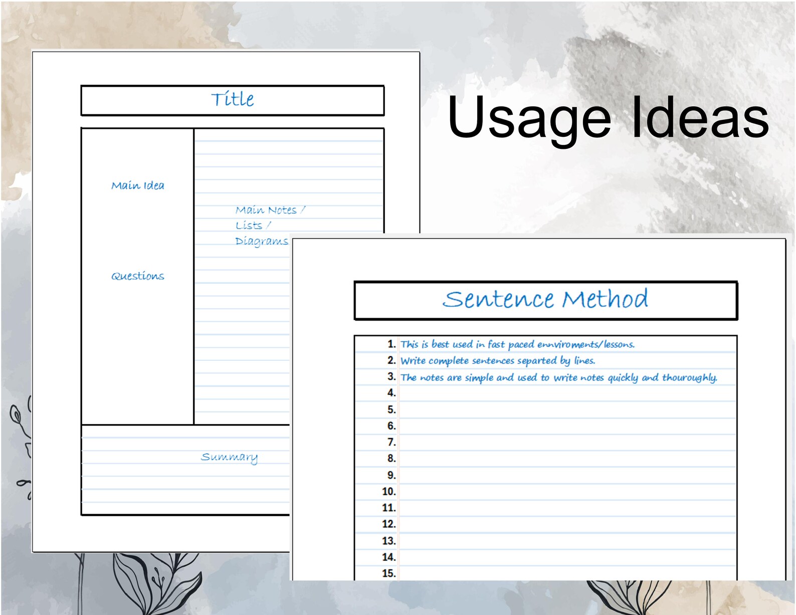 Blank Calendar, Schedules and Note Taking Templates for College ...