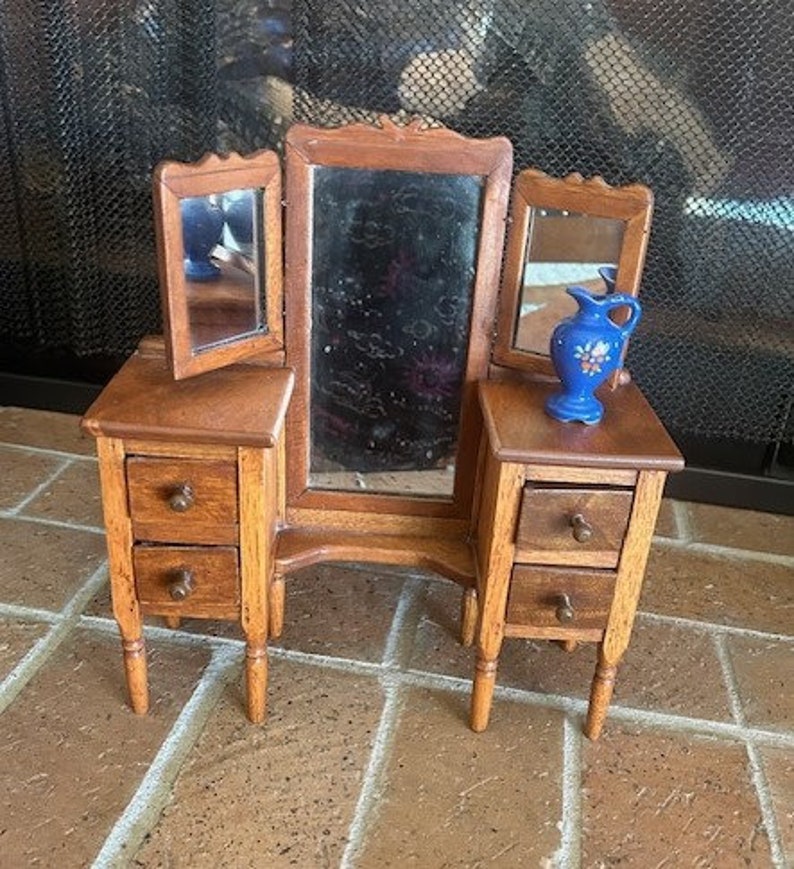 Antique Doll Vanity. Swinging Mirrors, 4 Drawers, All Original and ...