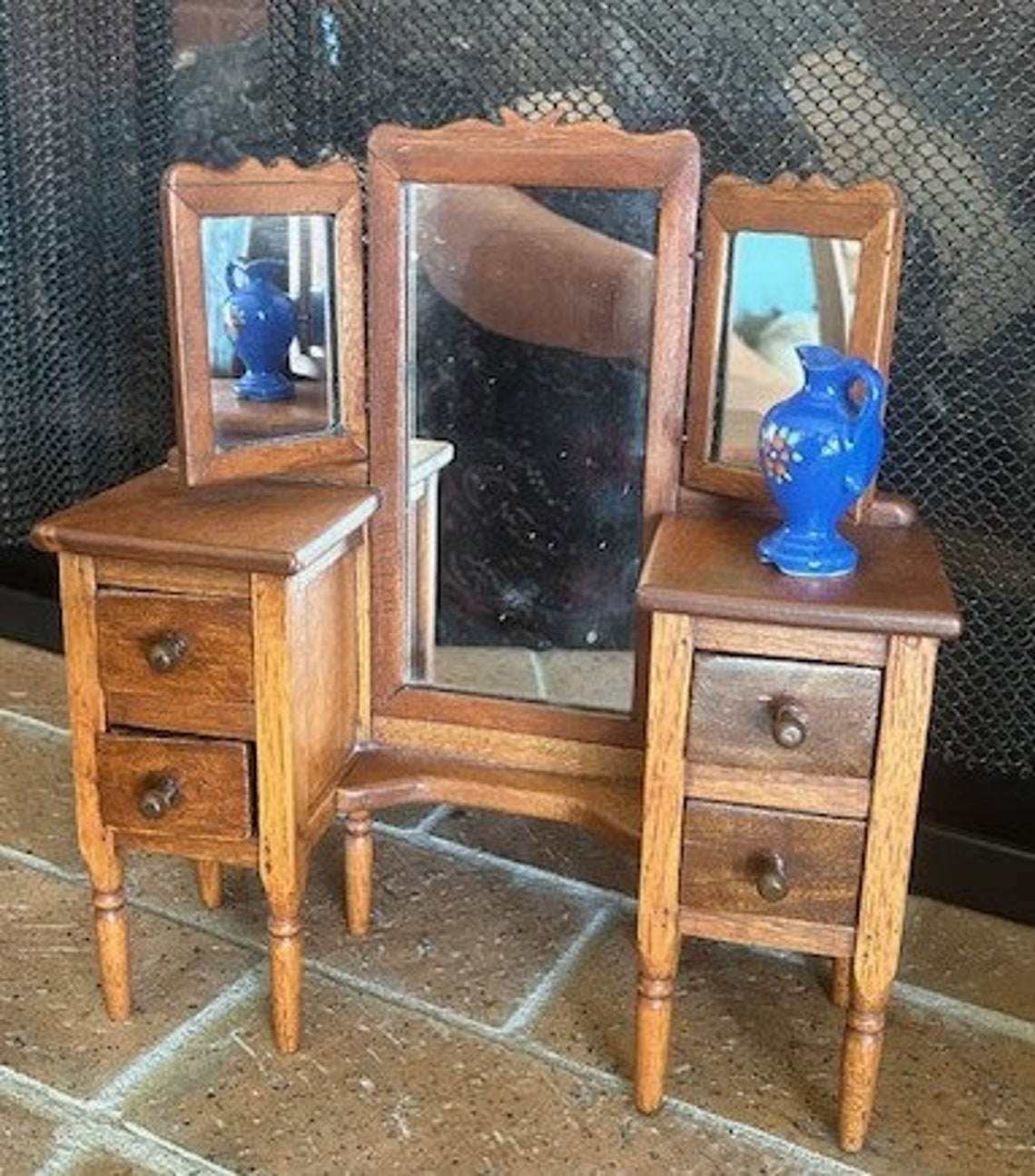 Antique Doll Vanity. Swinging Mirrors, 4 Drawers, All Original and ...