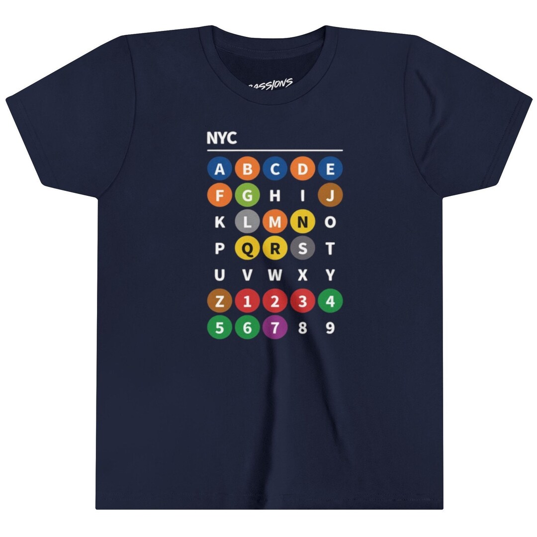 NYC Subway Alphabet Youth Tee Educational Train Letters & Numbers, City ...