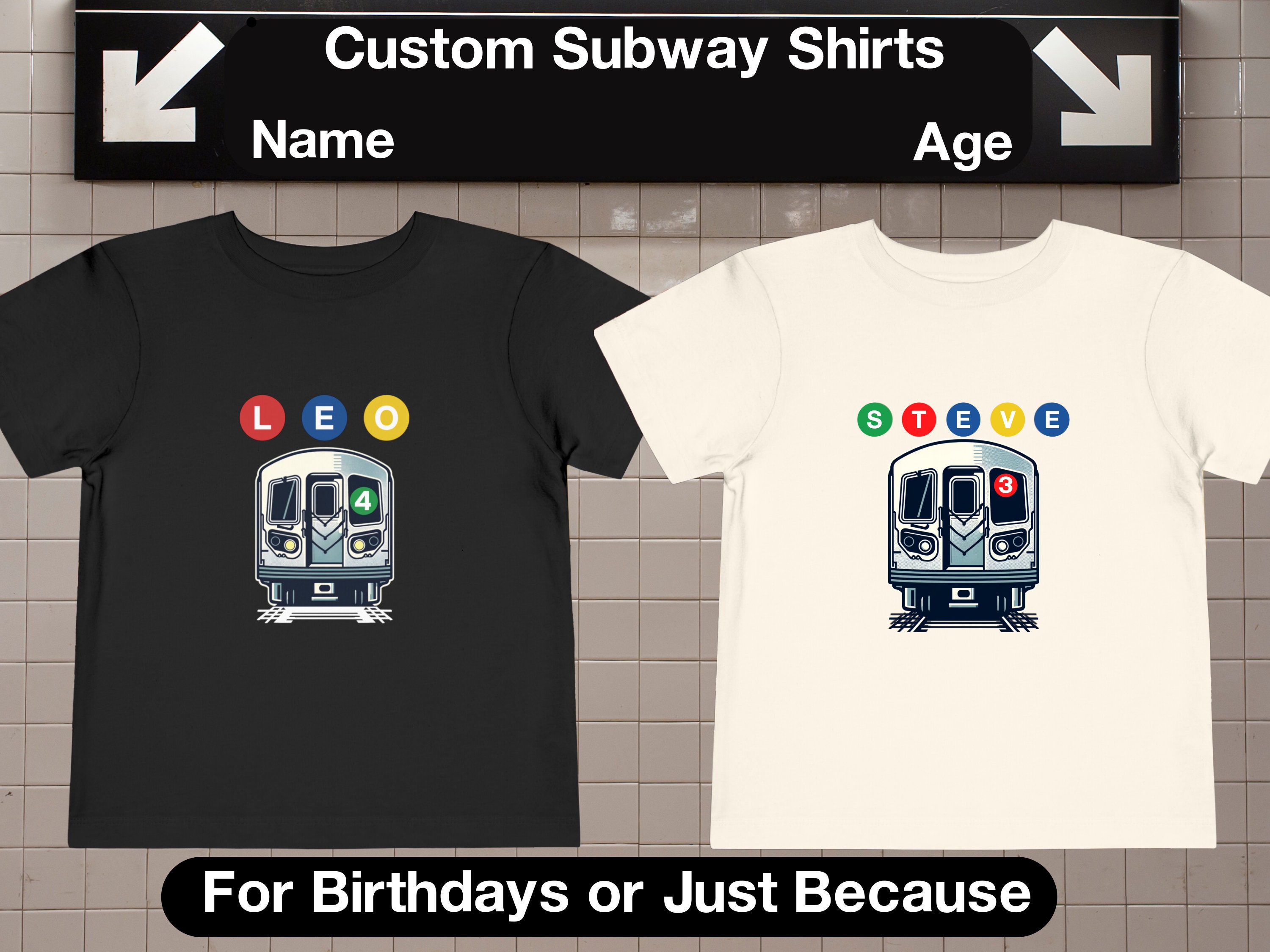 Custom Subway Train Birthday Shirt for Kids - Personalized With Name ...