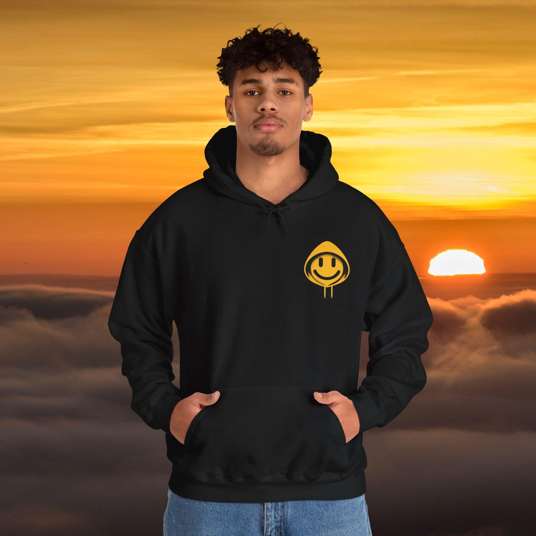 Unique Hooded Smiley Face Adult Hoodie Good Vibes Gang Streetwear ...
