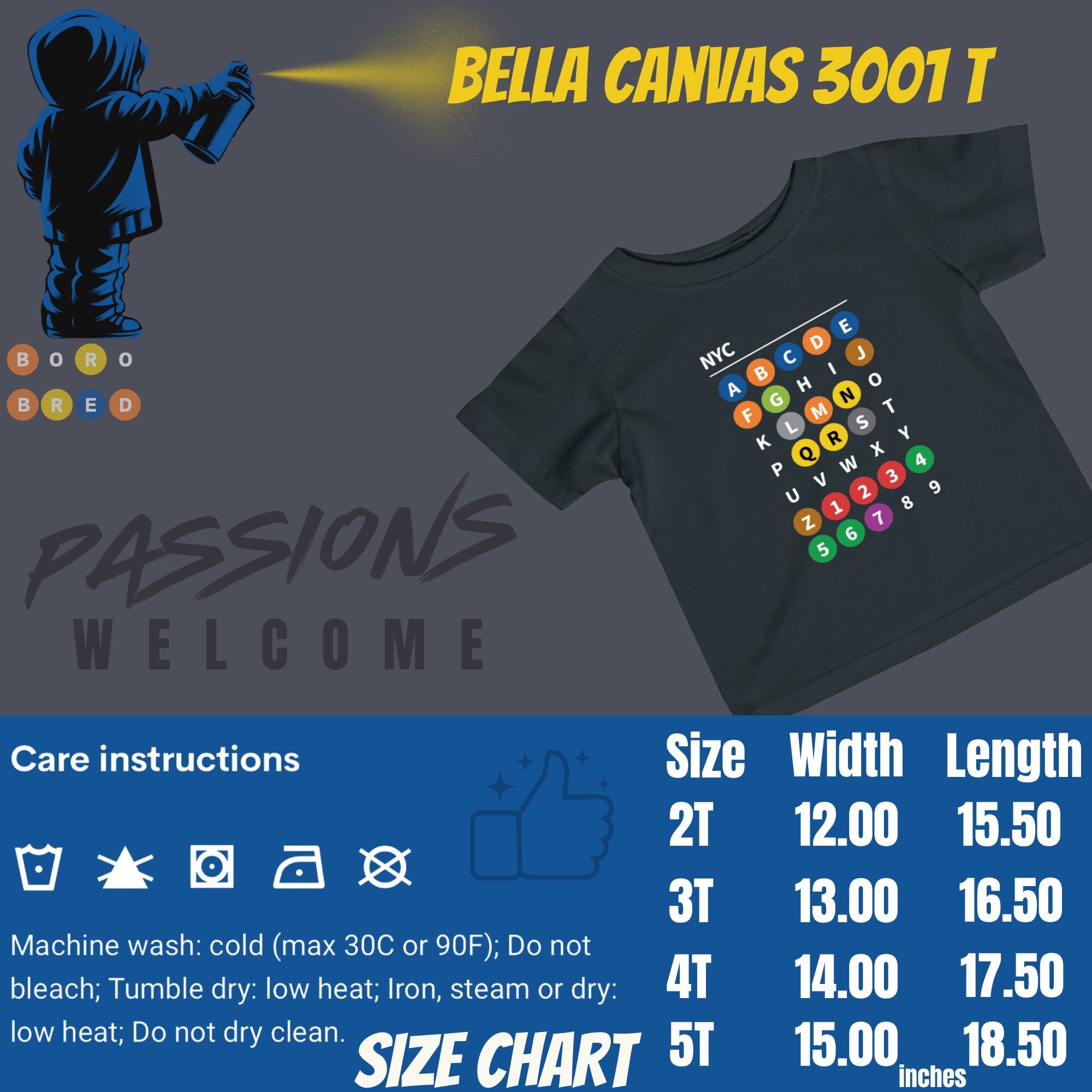 NYC Subway Alphabet Toddler Tee - Educational Train Letters & Numbers ...