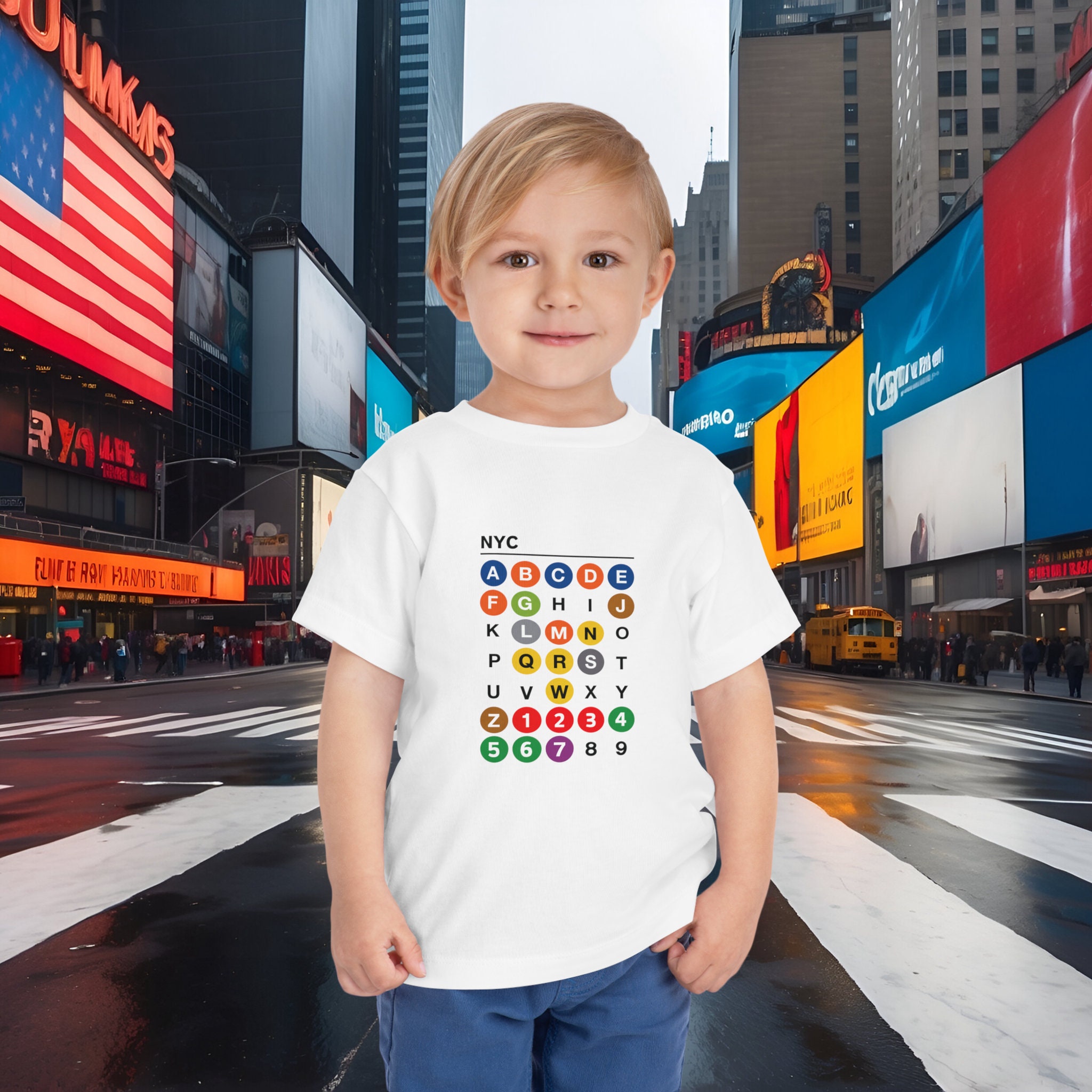 NYC Subway Alphabet Toddler Tee - Educational Train Letters & Numbers ...