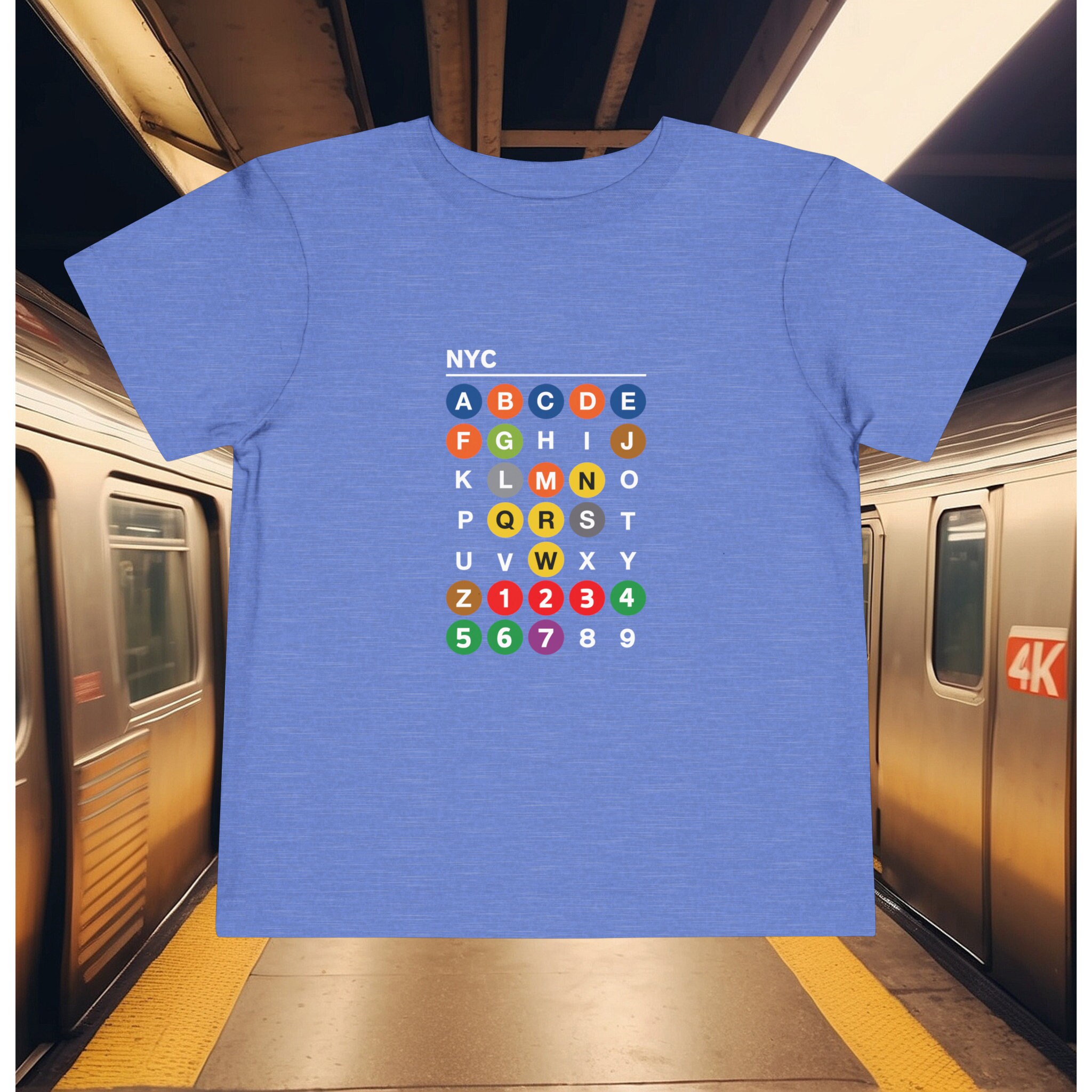 NYC Subway Alphabet Toddler Tee - Educational Train Letters & Numbers ...