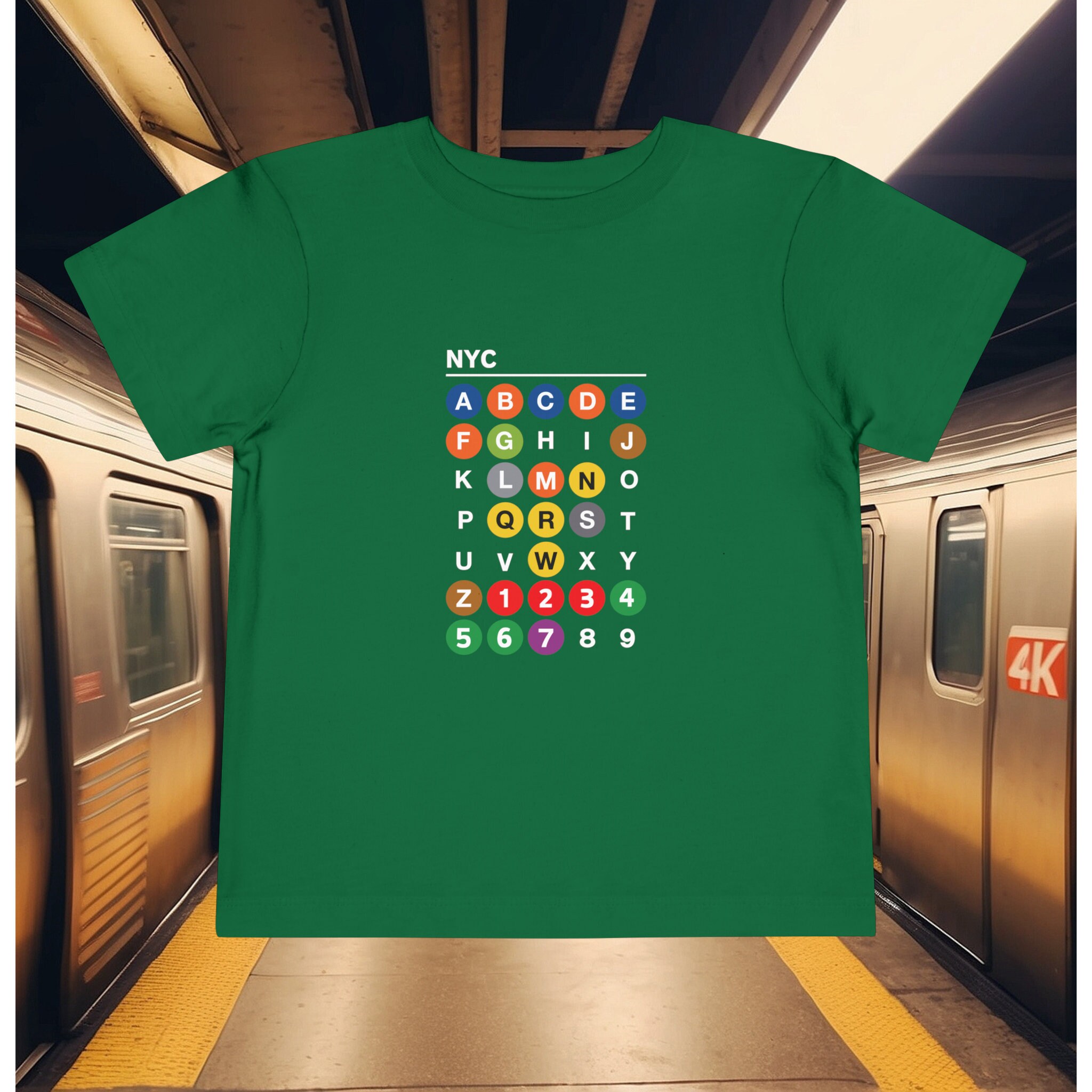 NYC Subway Alphabet Toddler Tee - Educational Train Letters & Numbers ...