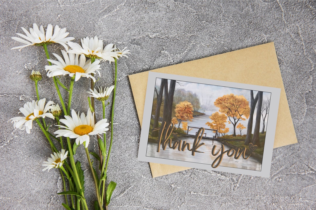 Printable Digital Thank You Card, Scenery Card, Lake, Trees, 4 X 6 ...