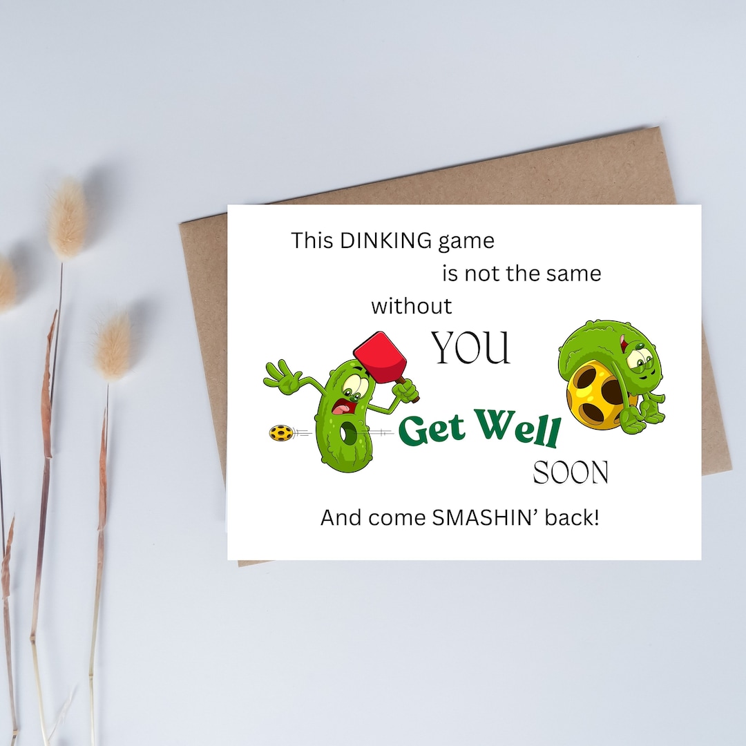Printable Get Well Card for Pickle Ball Friend Funny Humorous Digital ...