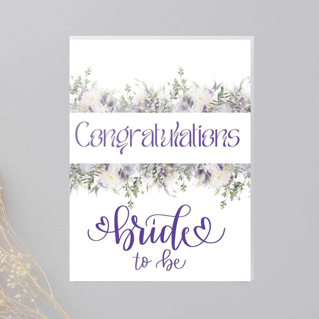 Wildflower Bridal Shower Card: Congratulations Bride-to-be (digital ...