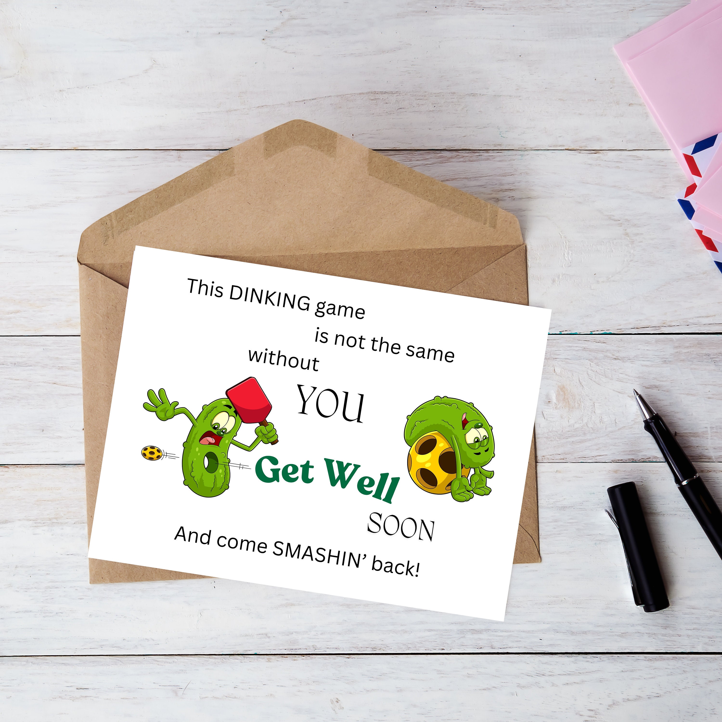 Printable Get Well Card for Pickle Ball Friend Funny Humorous Digital ...