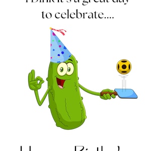 Printable Pickle Ball Happy Birthday Card for Friend Punny Funny ...