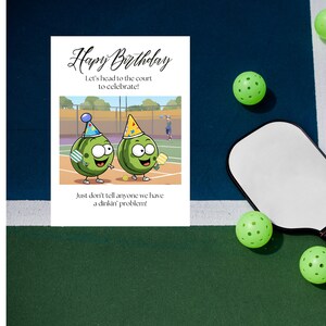 Printable Happy Birthday Card for Pickle Ball Friend, Pickleball Punny ...