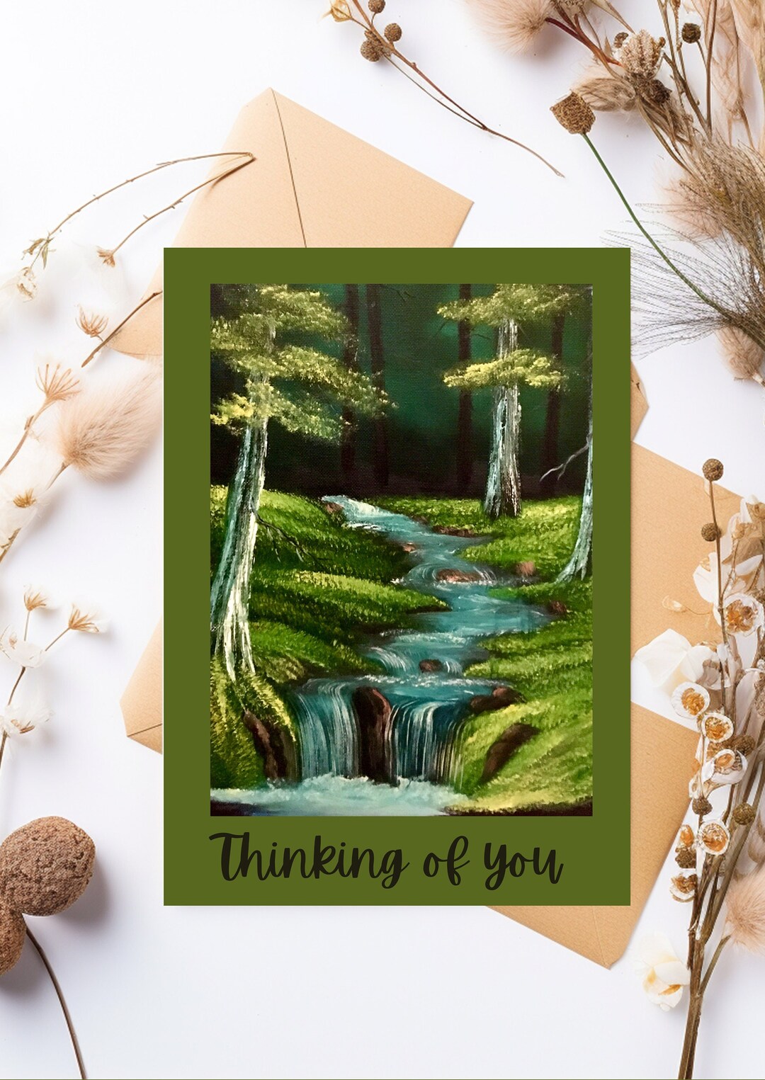 Printable Thinking of You Card, Scenery Waterfall, Popular Now Digital ...